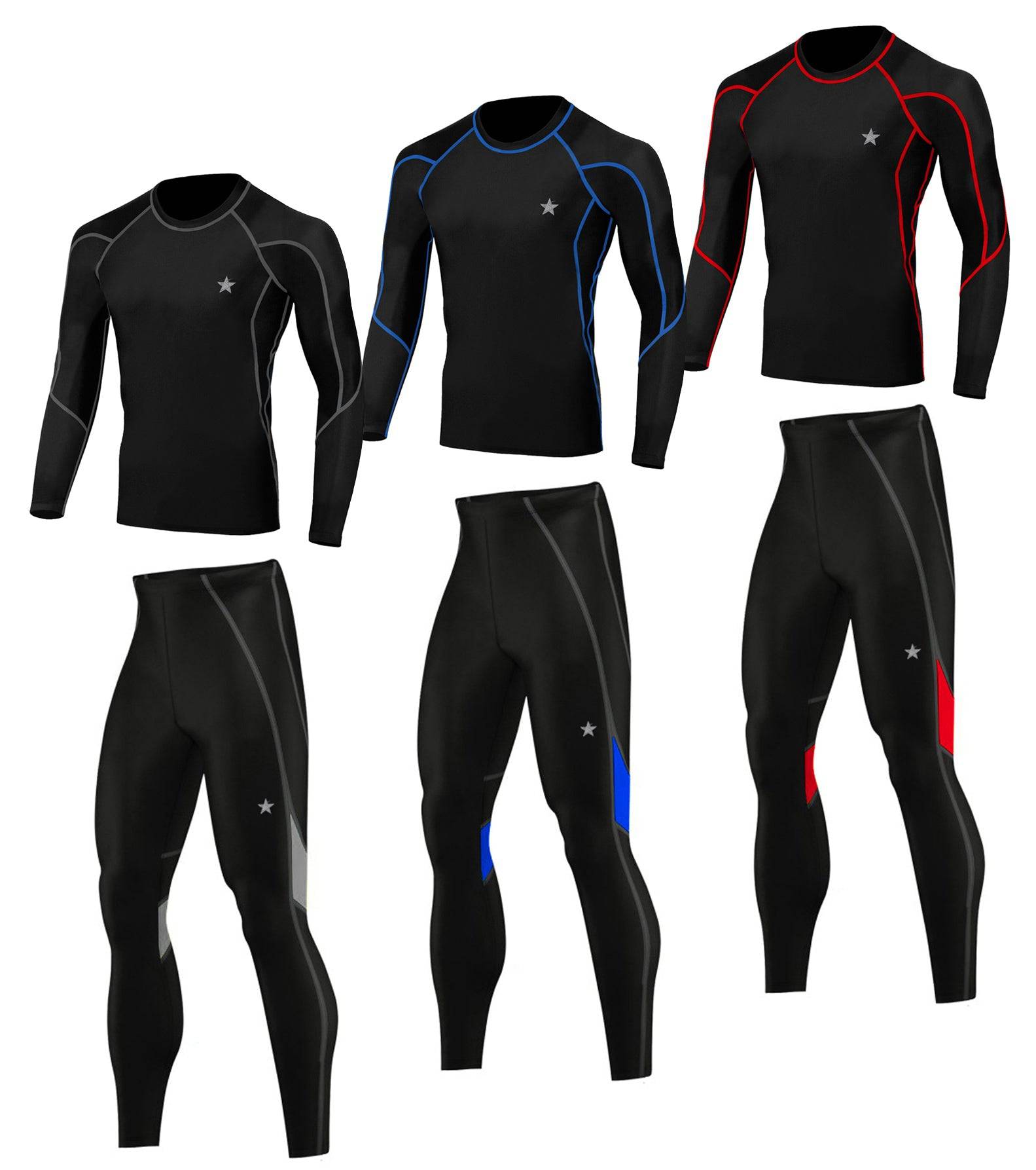 Men's Compression Top + Bottom Baselayers Set